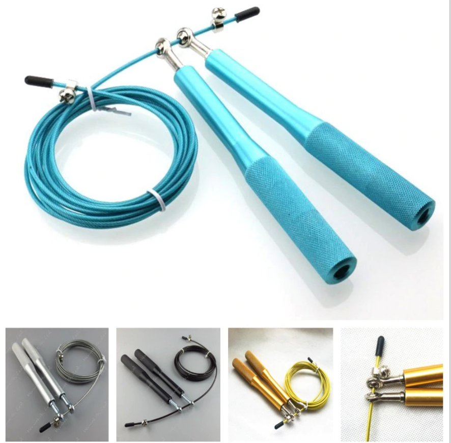 STEEL WIRE SKIPPING ADJUSTABLE JUMP ROPE FITNESS CARDIO CROSSFIT SPORTS ...