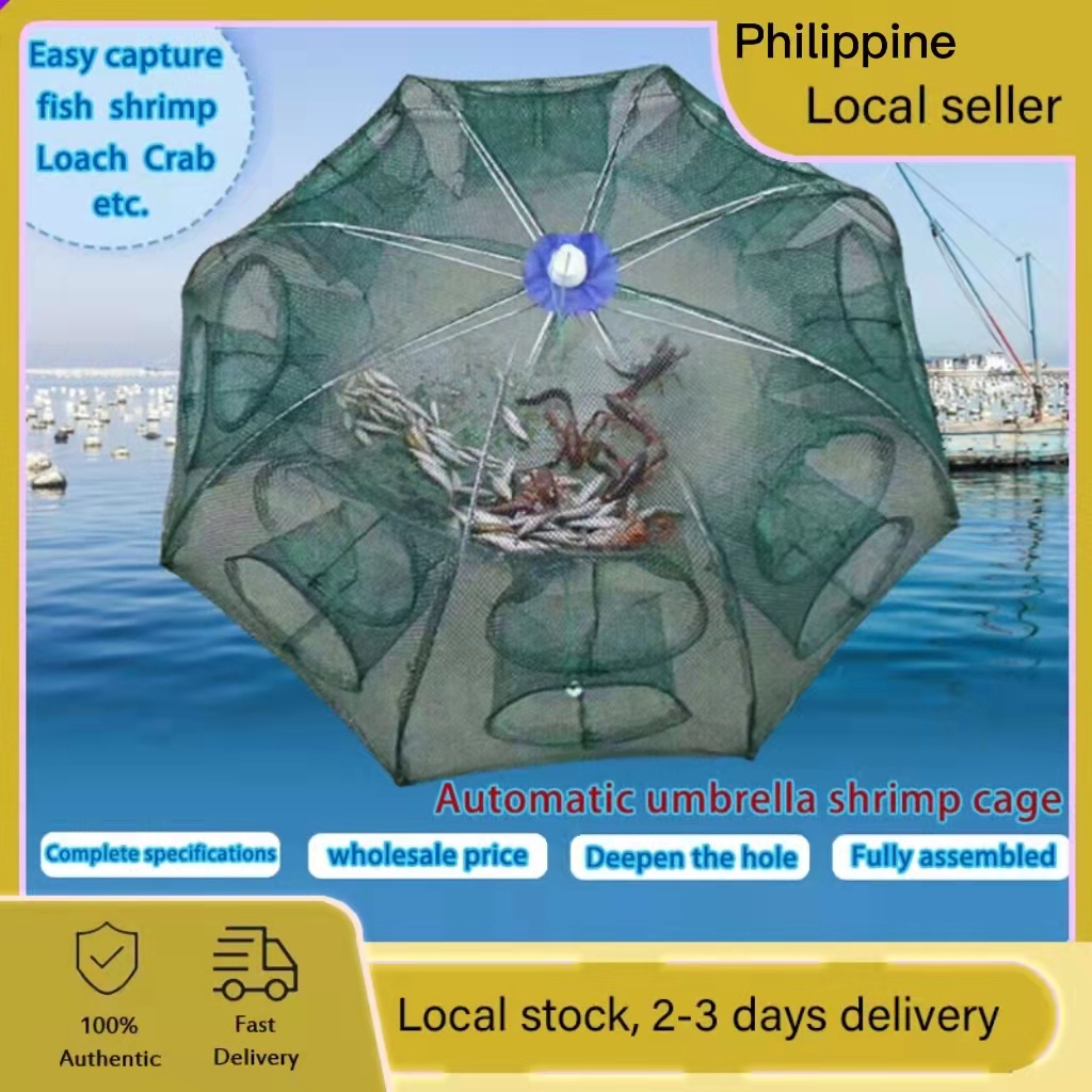 16 holes Fish Trap Cast Fish Net Lobster Nets Umbrella Cages Fishing Gear☚ | Lazada PH