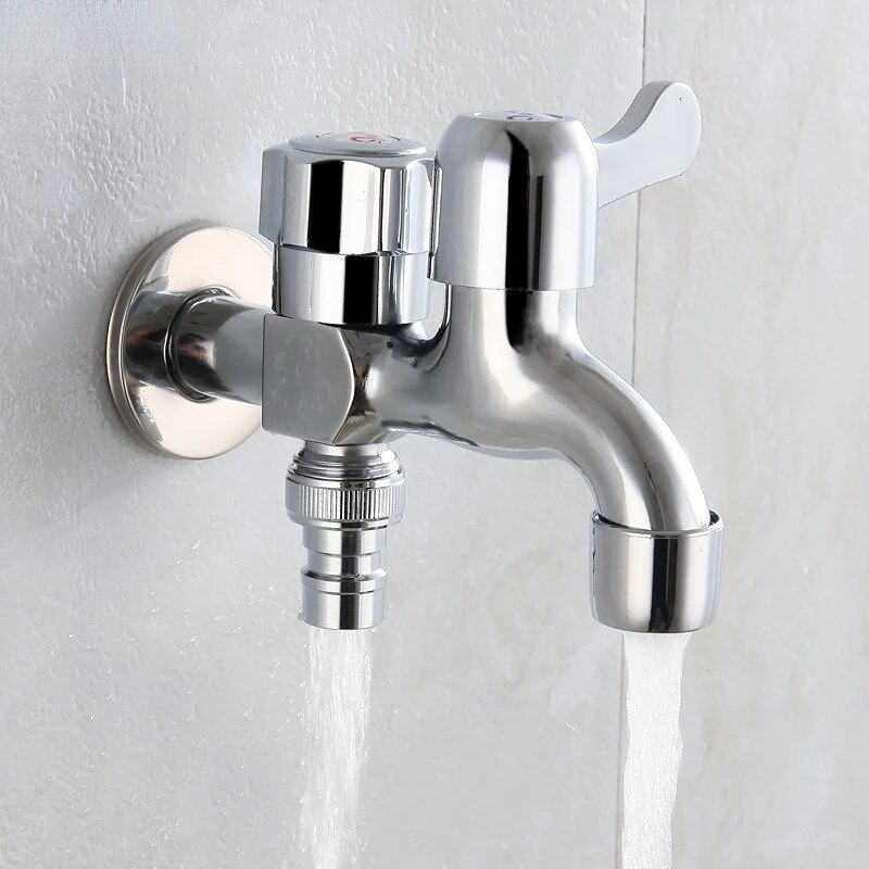 Stainless Steel 1 in 2 out Head Two Way Water Washer Tap Faucet（It has ...