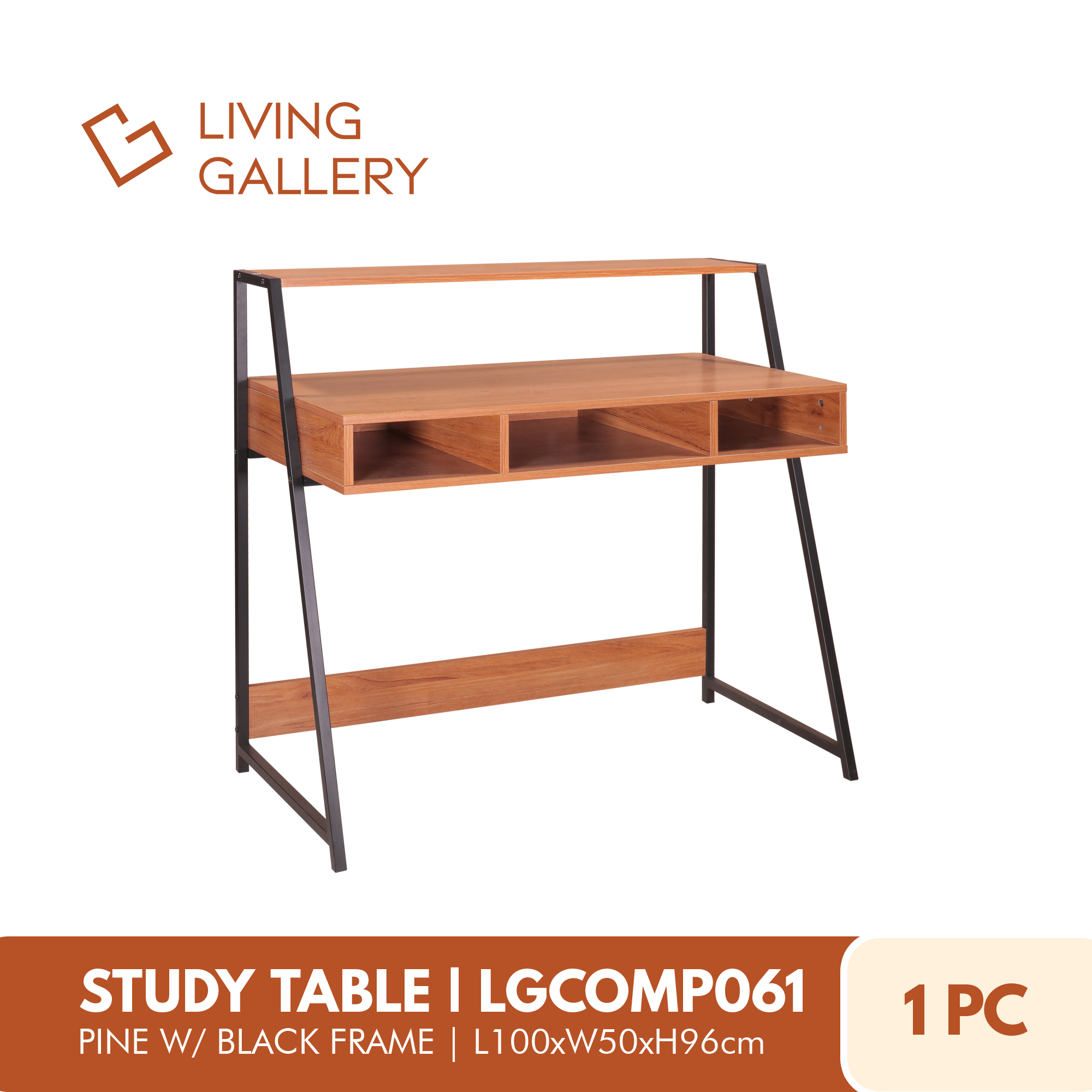 Living Gallery Study Table w/ 3 Open Compartment | L100xW50x96cm | Can ...
