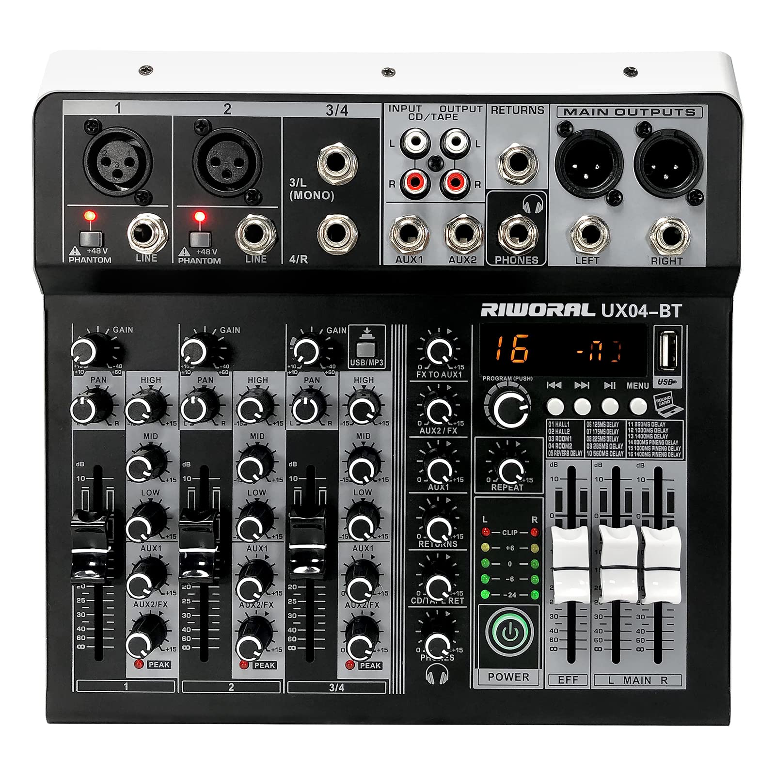 Audio Mixer 4 Channel +48v Line Mixer Audio Sound System Audio Mixer ...