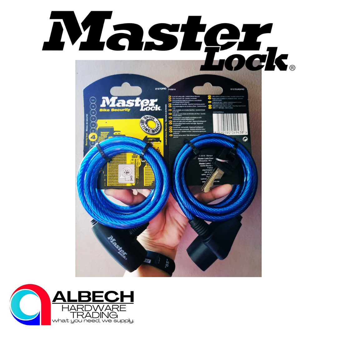 MASTER LOCK #8127D & #8126D 6-FT.x5/16”Cable Economy Key Operated ...