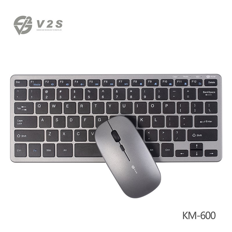 V2S KM600 Portable Mini 2.4GHz Wireless Keyboard Mouse Combo Slim Built ...
