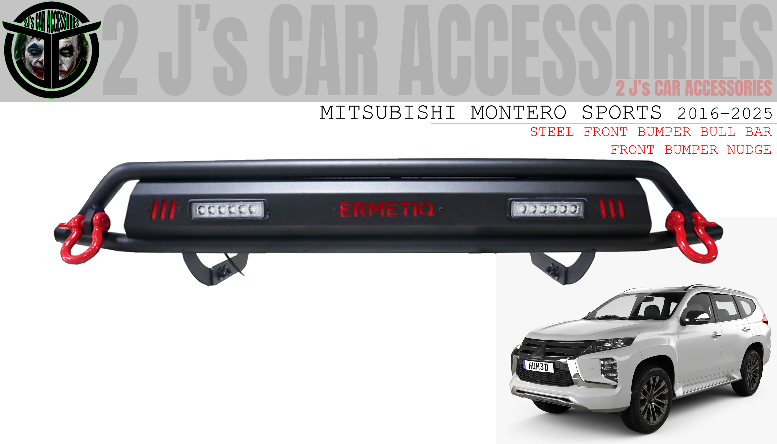 MITSUBISHI MONTERO SPORTS 2016 TO 2025 STEEL BUMPER NUDGE / FRONT BULL ...