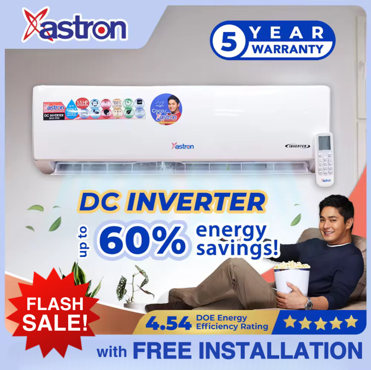 Astron T-CLSPV100 1HP Split-Type Inverter Aircon with Installation ...