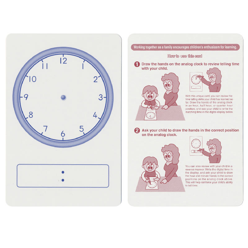Kumon flash cards easy telling time write and wipe ages 2 + official education enlightenment ...