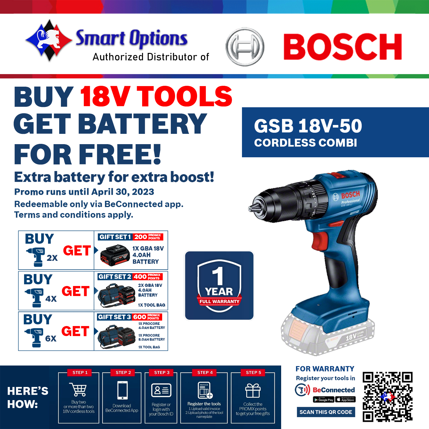BOSCH GSB 18V-50 CORDLESS PERC SCREWDRIVER 2X2.0+LCA WITH CASE 0.601.9H5.100 | Lazada PH