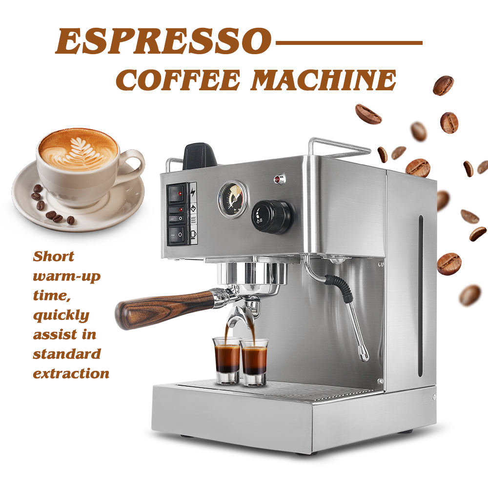 220V Electric Espresso Coffee Machine 9~15 bar 58MM Portafilter Semi ...