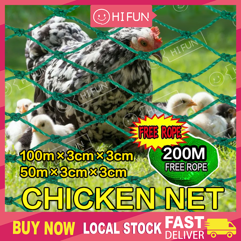 Free Rope 20M/50M/100M Chicken Net Fence Green Net Free Range Chicken ...
