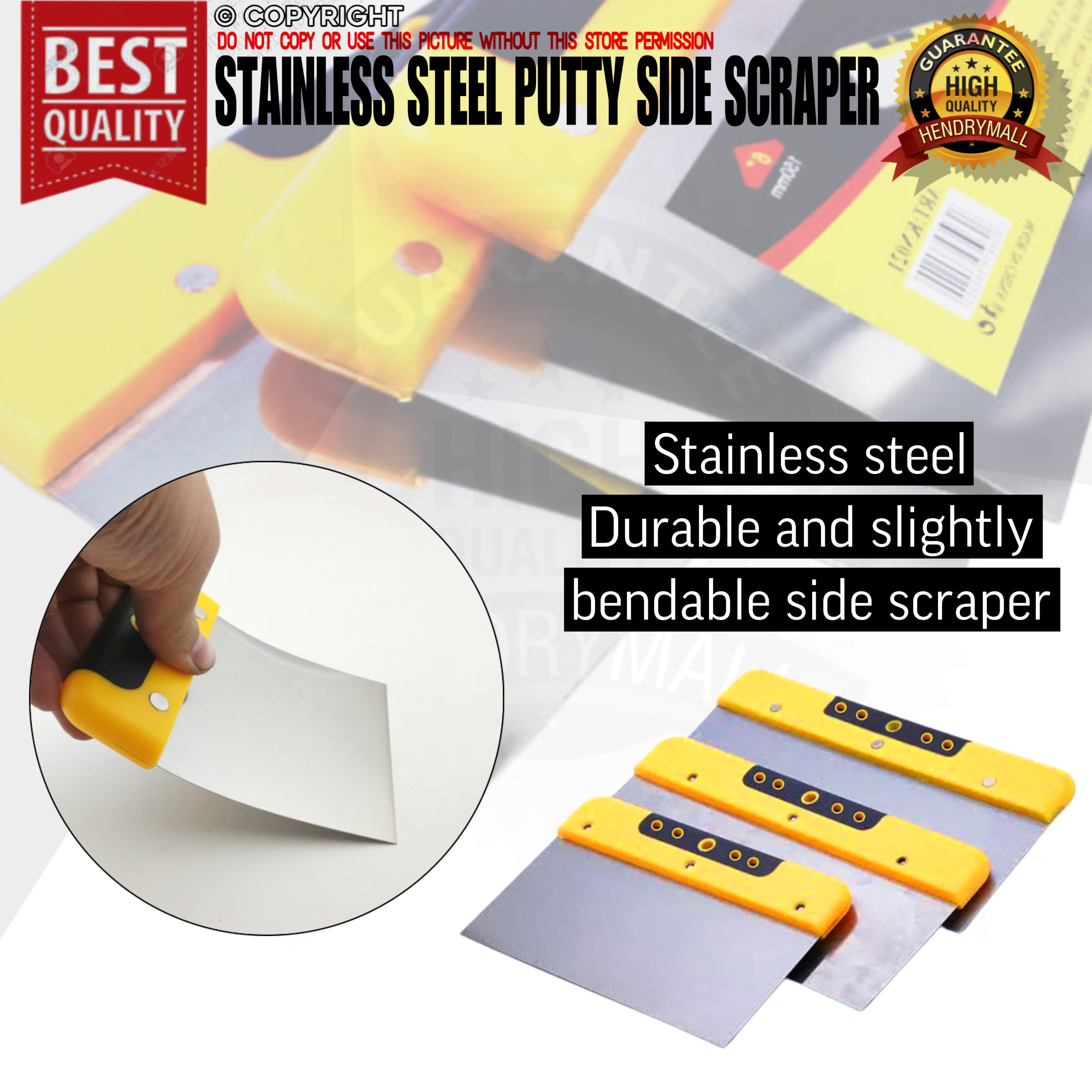 Side Scraper 6" Putty Knife Dry Wall Paint Blades Floor Tile Plaster ...