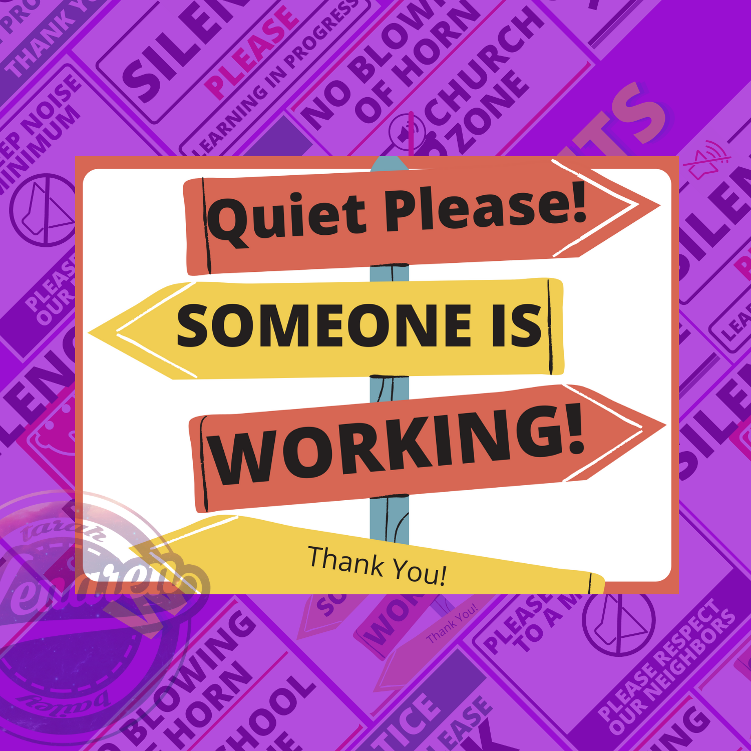 Quiet Please Silence Please Class Work in Progress Sign PVC & Laminated ...