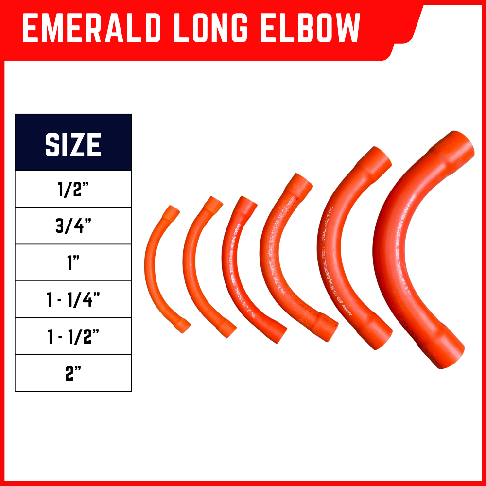Electrical Emerald Long Elbow PVC Fittings (Available Size: 1-1/4", 1-1 ...