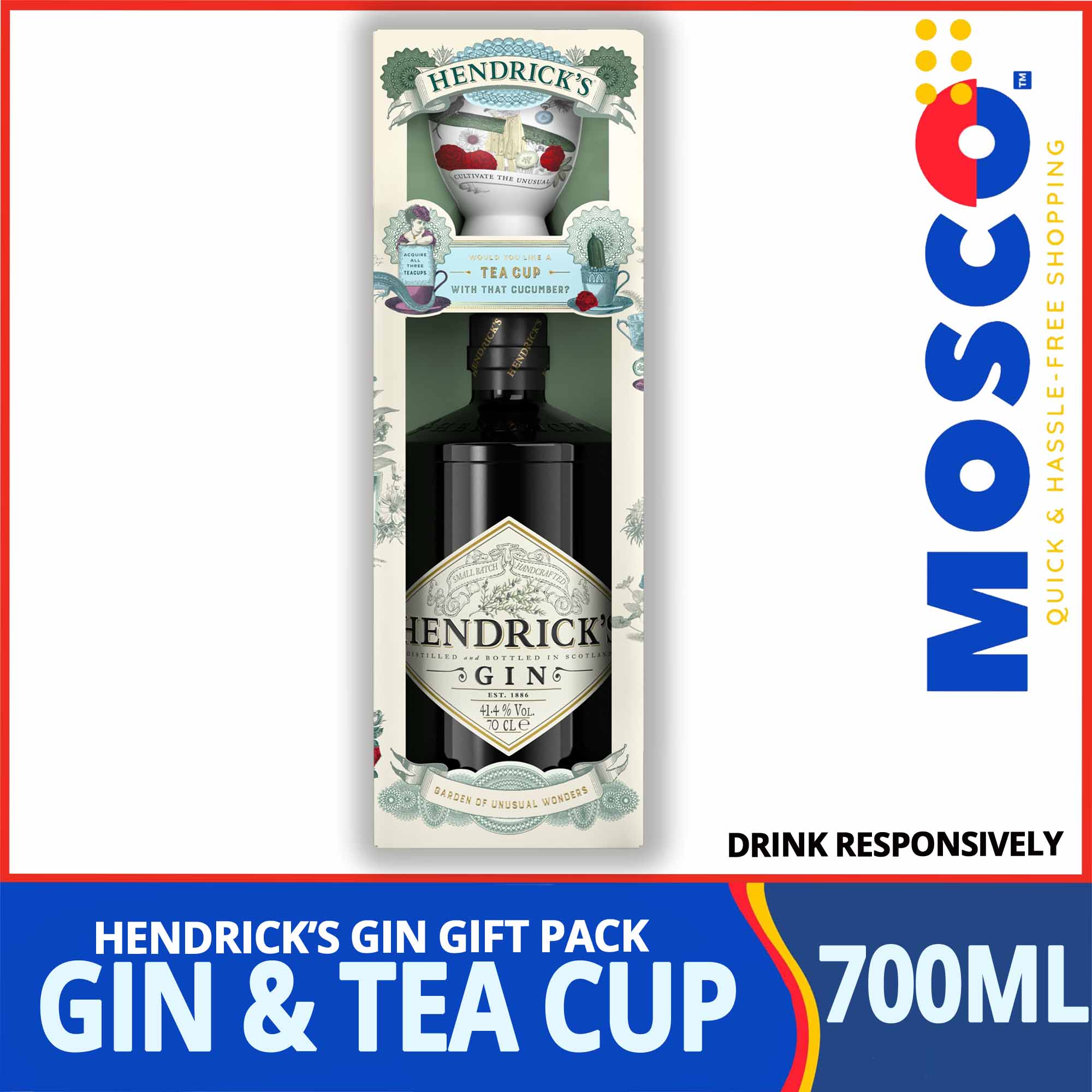 Hendrick's Gin & Tea Cup Gift Pack 700mL | Lazada PH