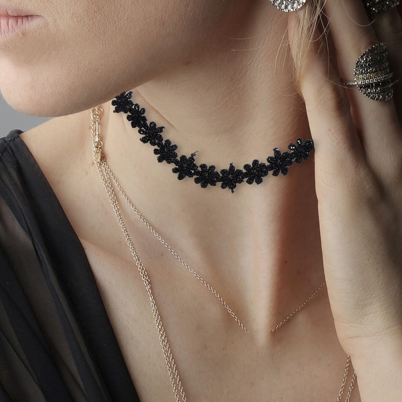 9 PCS Women Choker Necklaces Black Velvet Stretch Tattoo Choker ...