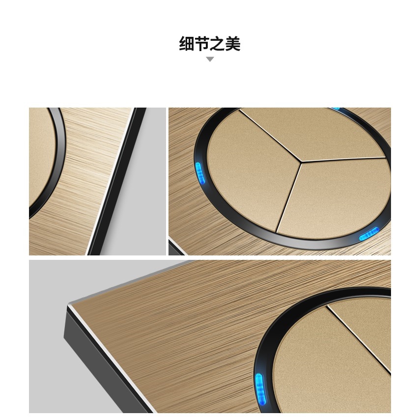 Daphneo 1 2 3 4 Gang 2 Way Aluminum Panel Random Click Push Button Wall ...