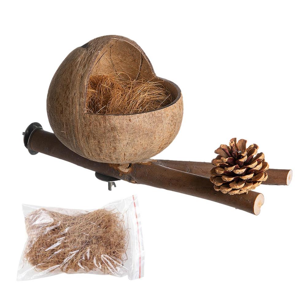 Bird Coconut House Natural Coconut Shell Bird Nest Nest House Hut Cage ...
