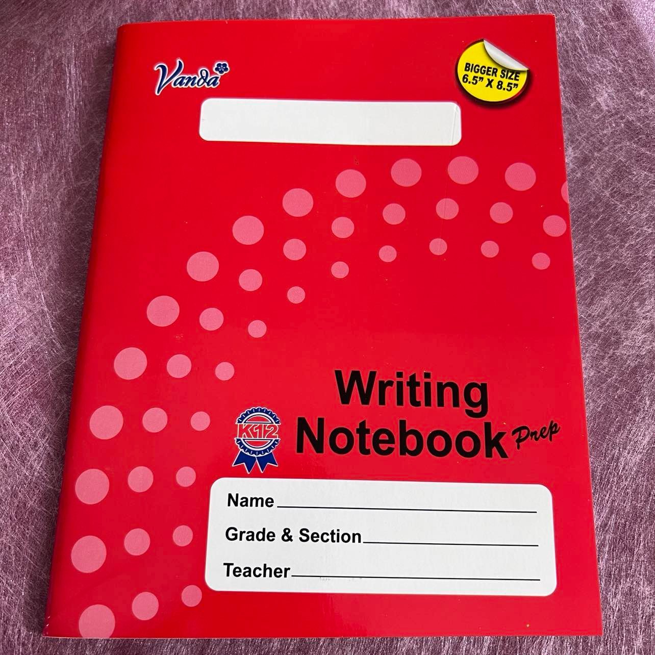 VANDA K12 Prep Writing Notebook BIGGER SIZE 6.5x8.5" (SOLD PER PIECE ...