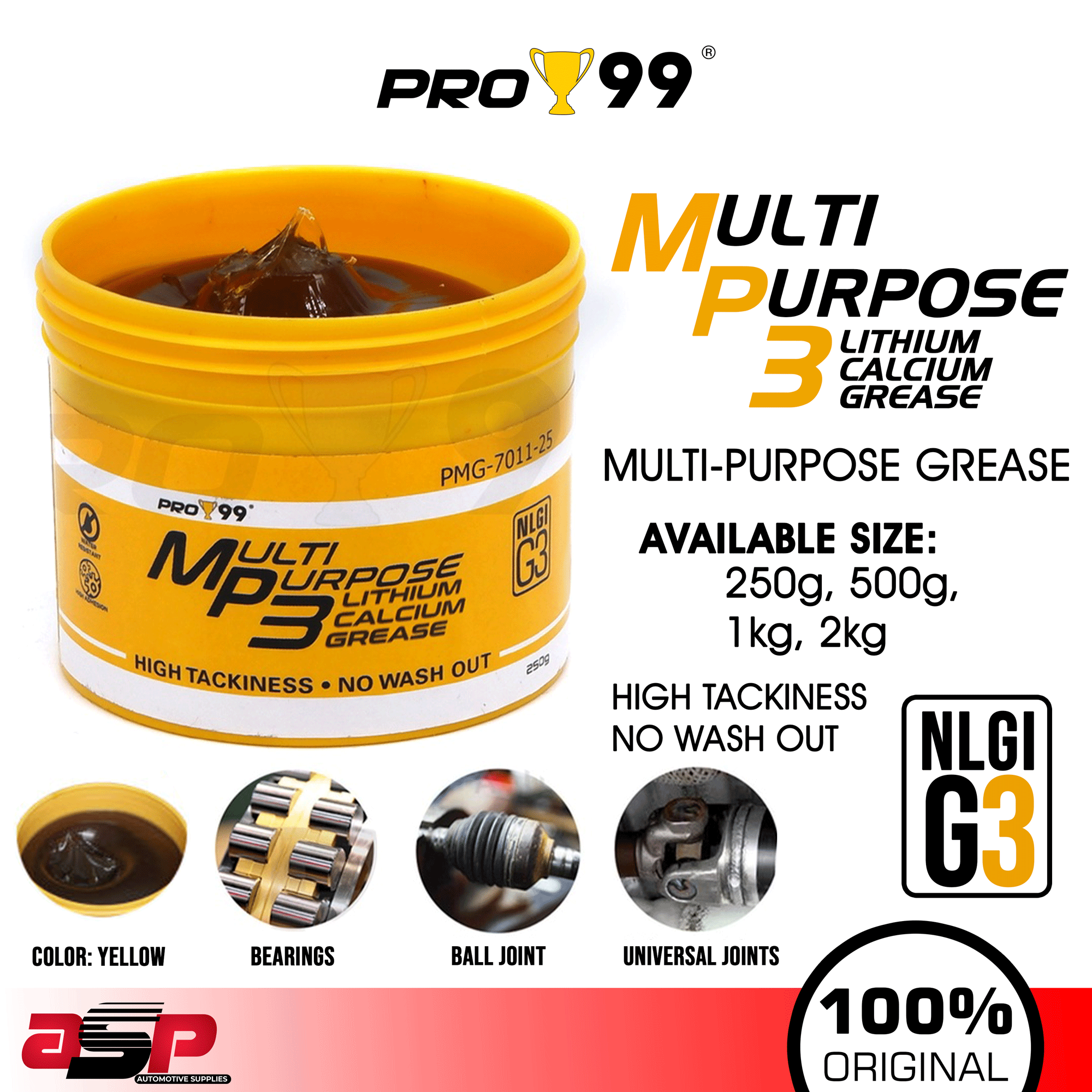 PRO 99 Multi Purpose Grease MP3 - Yellow Grease Multi-Purpose 250g, 500g, 1kg, 2kg | Lazada PH