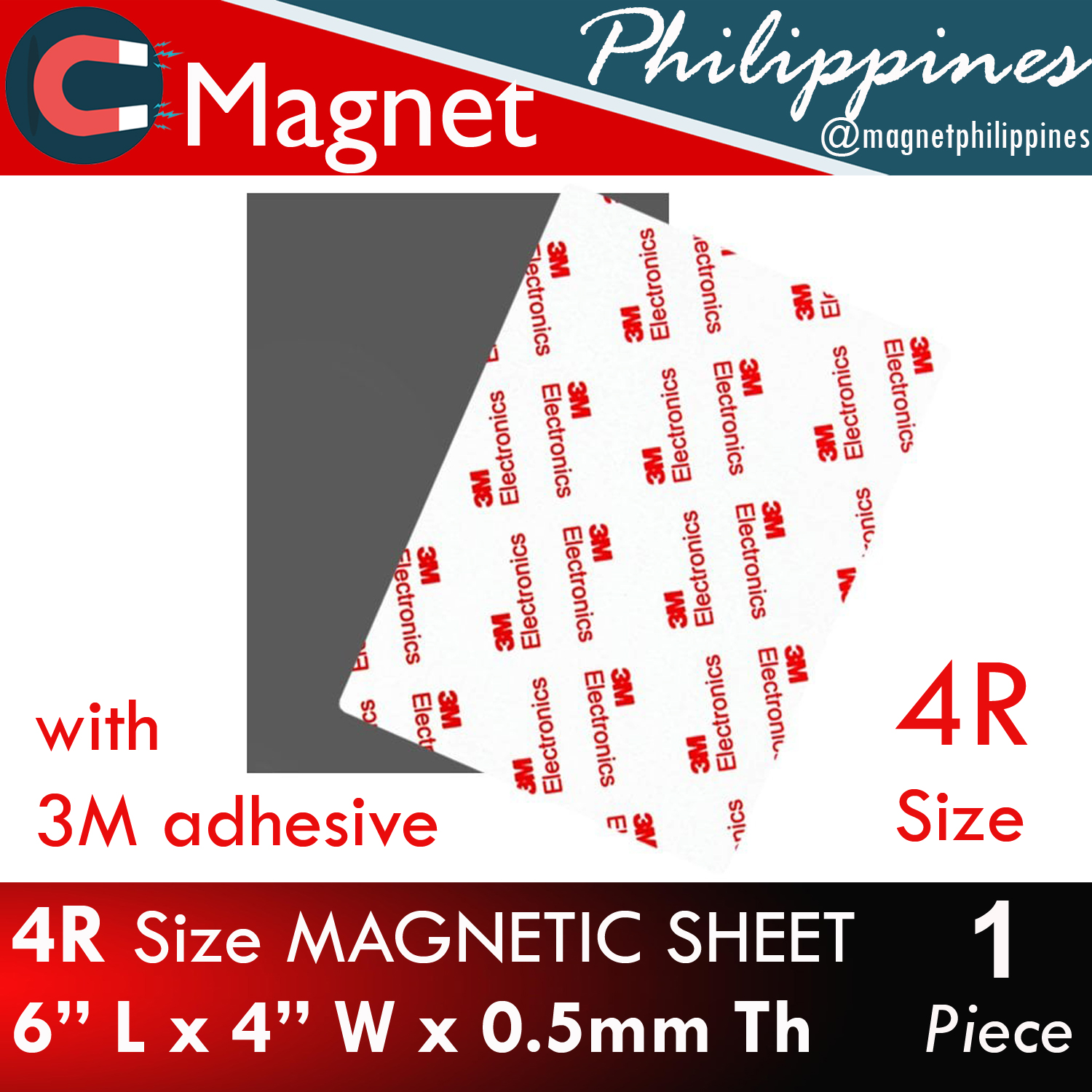 4R Size Magnetic Sheet Flexible Rubber Magnet with 3M Adhesive 6"L x 4 ...