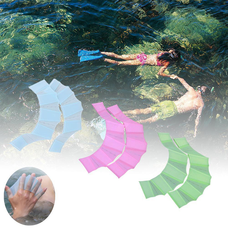 1 Pair Swimming Flippers Hand Swim Trainning Finger Gloves Fins Finger ...