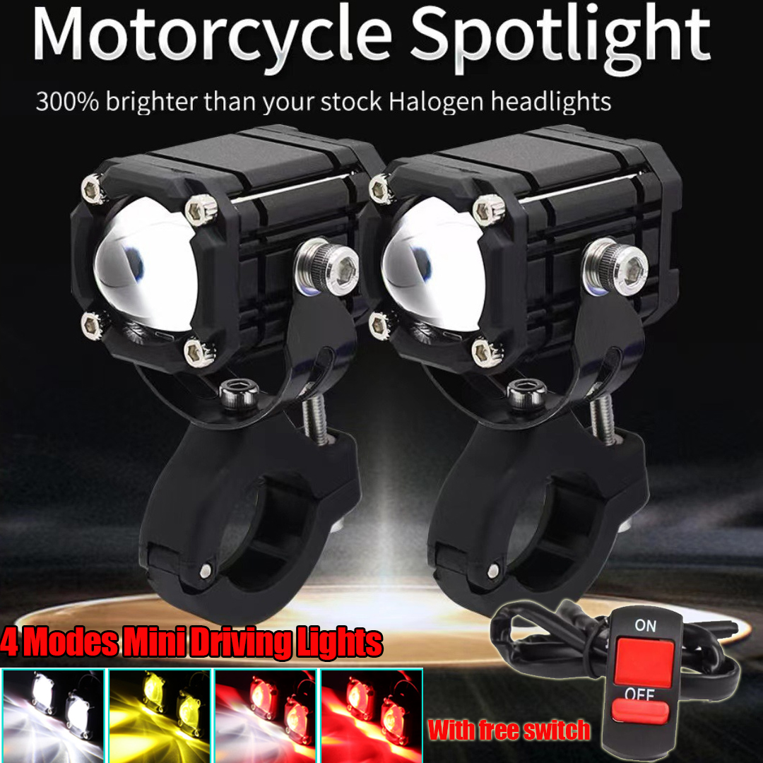 2PCS Mini Driving Light For Motorcycle 4Modes Motorcycle Spotlight Fog ...