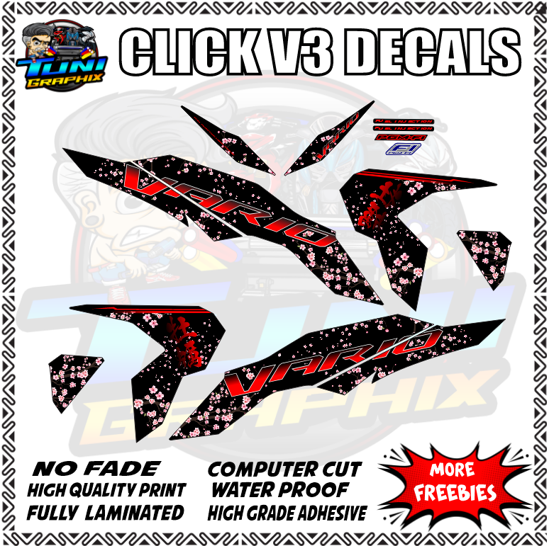 Honda Click 125i V3-V4 Sakura Black Series Decals | Lazada PH
