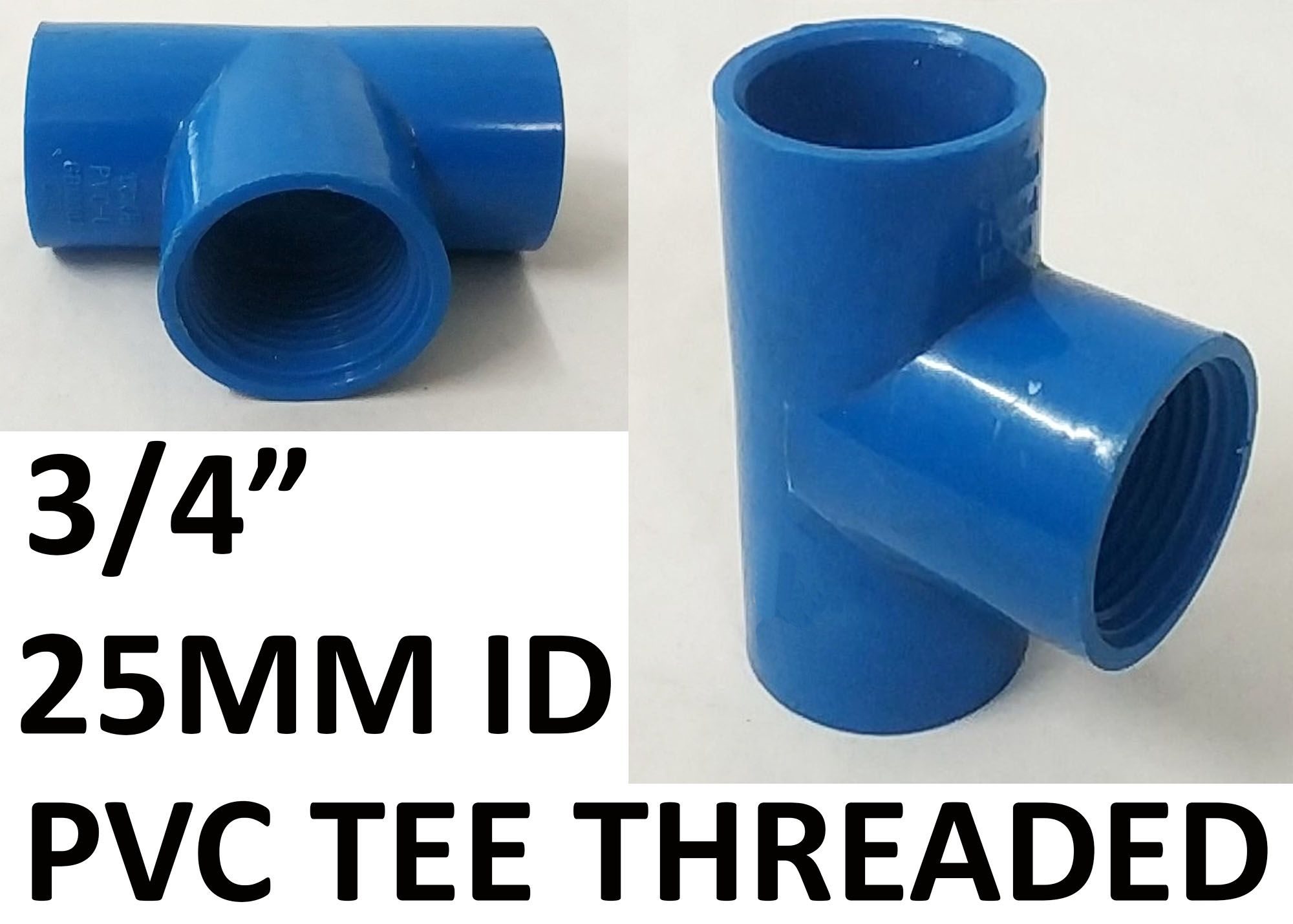 PVC TEE THREADED 3/4" ( 25MM INSIDE DIAMETER ) BLUE FOR CLEAN WATER ...