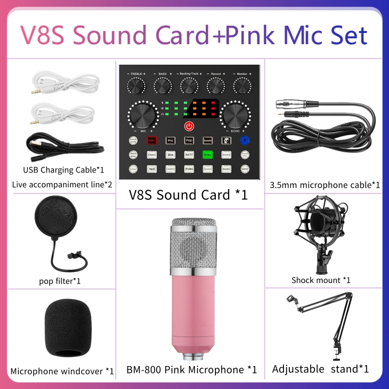 Original bm-800 Condenser Microphone Studio Recording Kits Condenser Mic Compatible with V8 ...