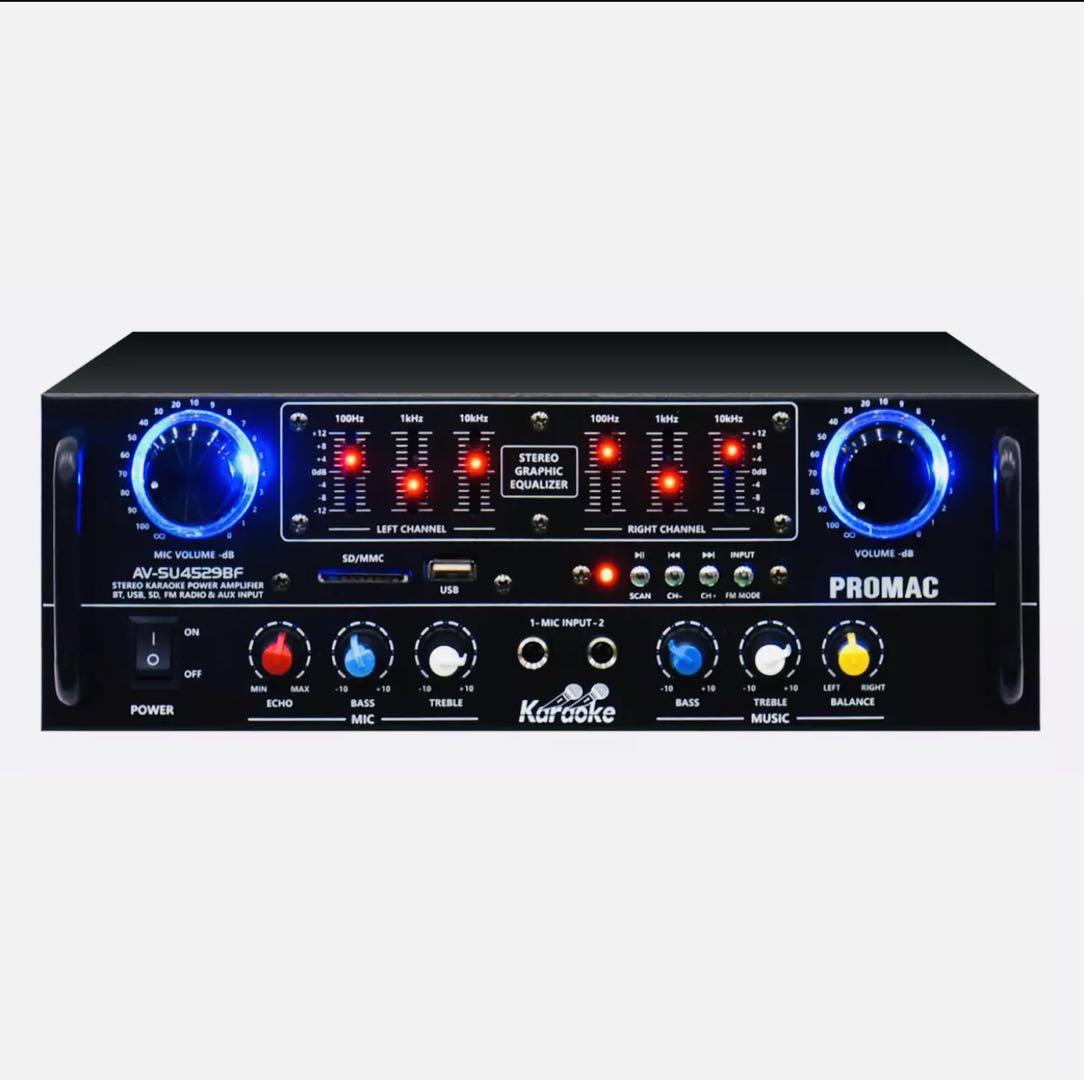 Promac AV-SU4529BF Stereo Karaoke Power Amplifier w/ BT,SD,FM & AUX ...