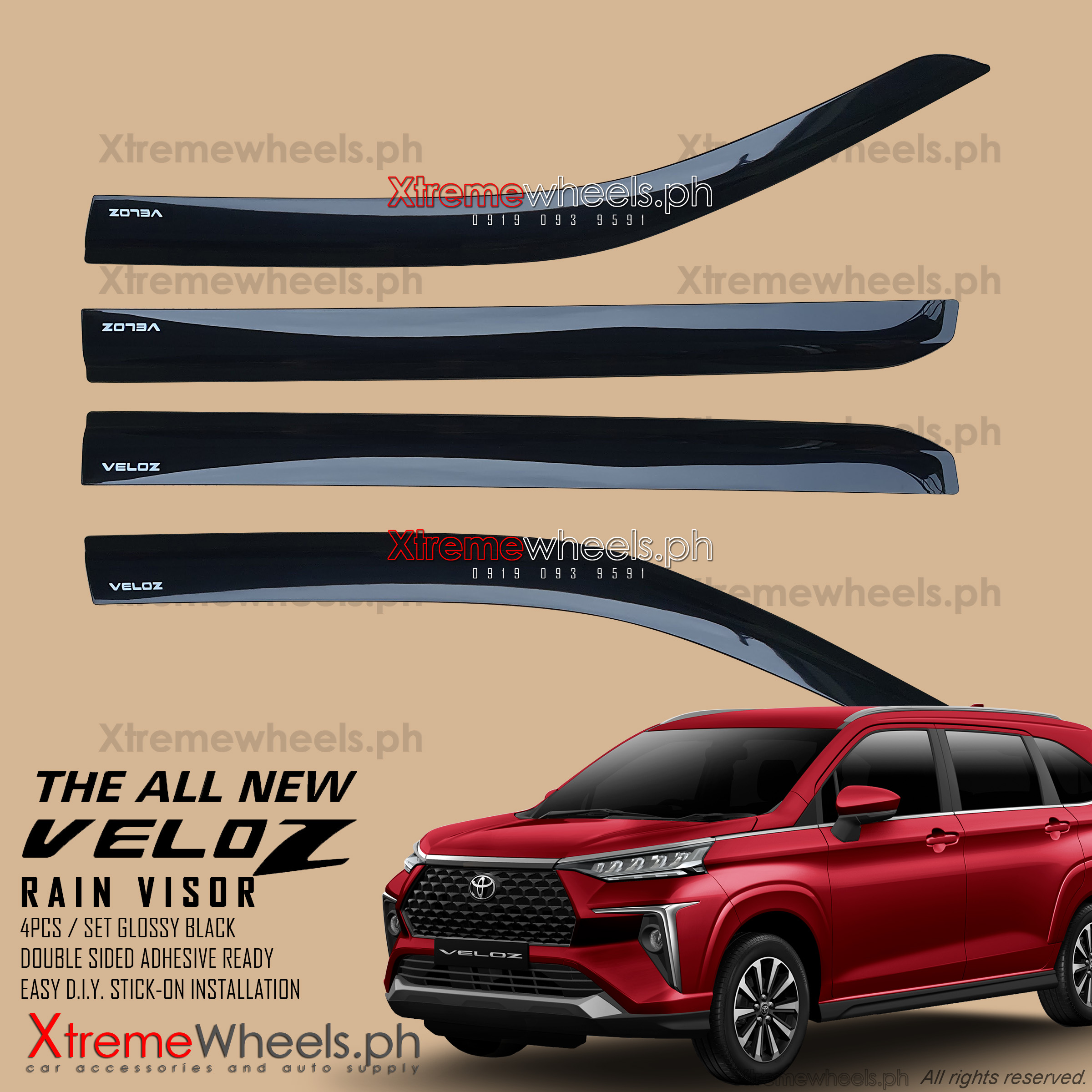 Toyota Veloz 2022-2024 Thick slim Type Thailand Made Rain Gutter / Door ...