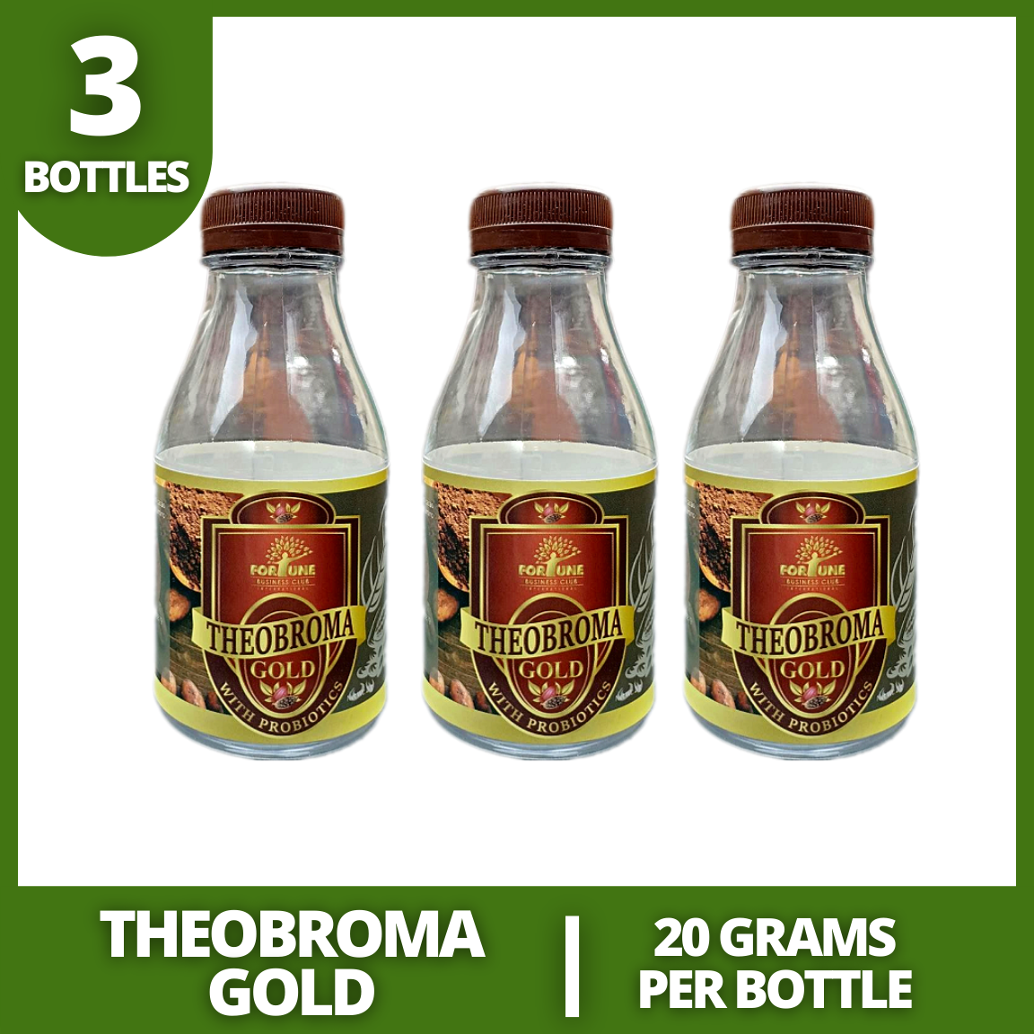 [SET OF 3 BOTTLES] Theobroma Gold With Probiotics Superfood Raw Cacao ...