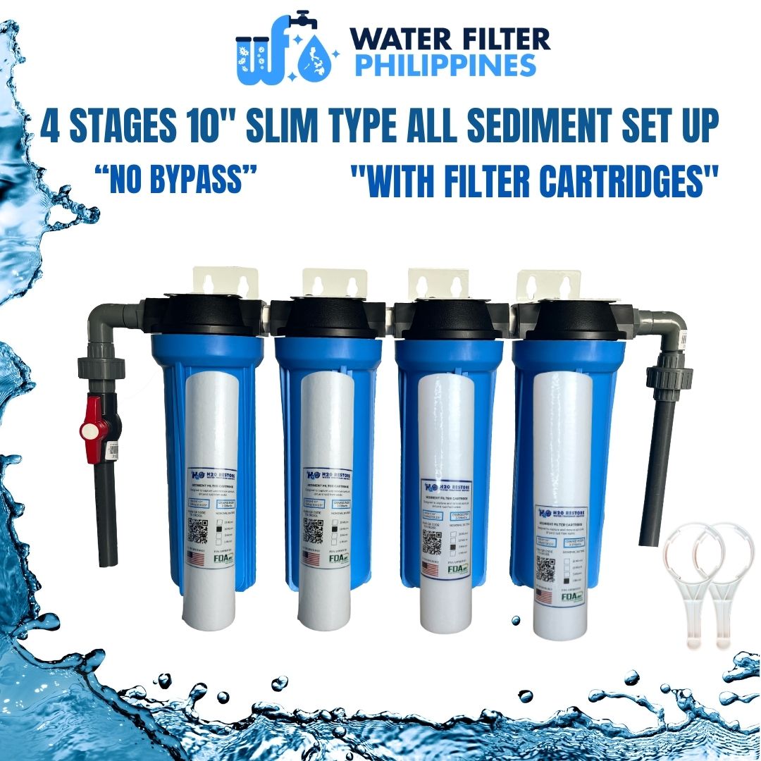 Water Filter 4 Stages 10" Slim Type All Sediment No Bypass Fittings ...