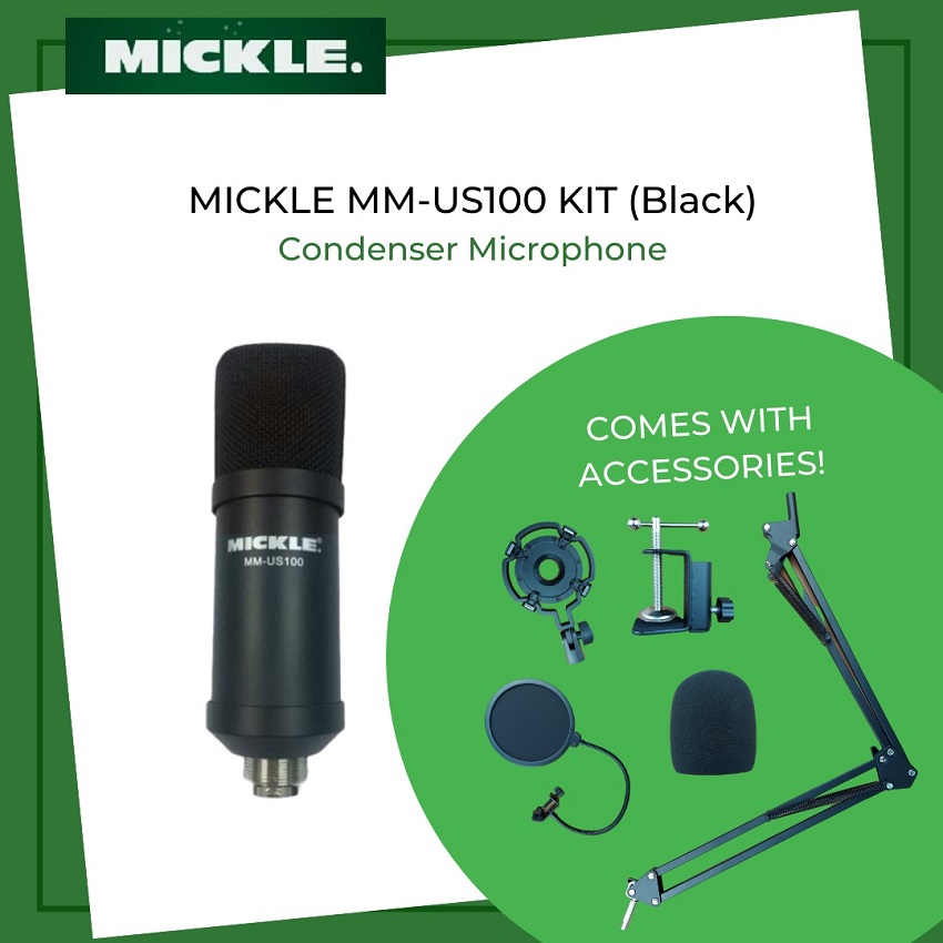 Mickle MM-US100Kit Professional USB Condenser Microphone Kit Black ...