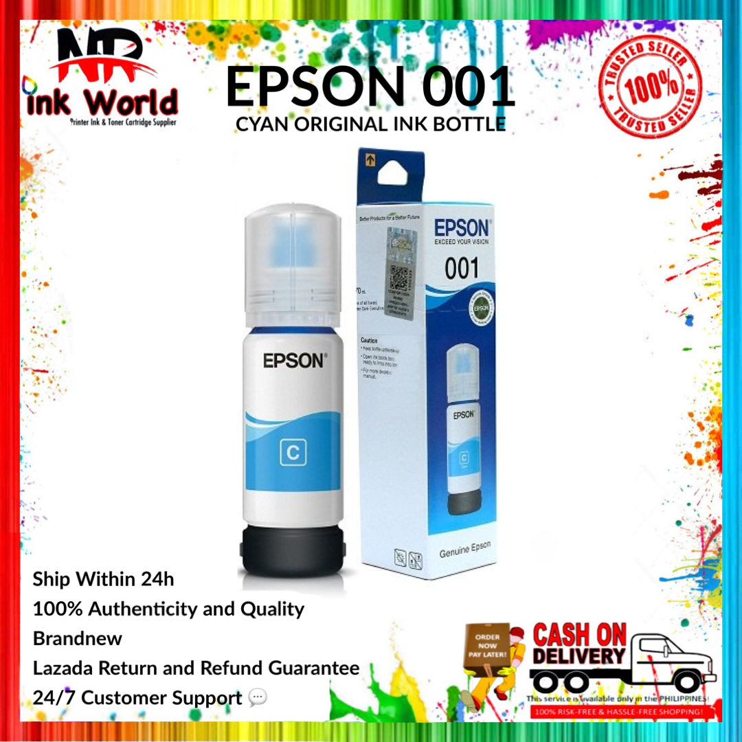Epson 001 Cyan Original Ink Bottle (70ml) (C13T03Y200) | Lazada PH
