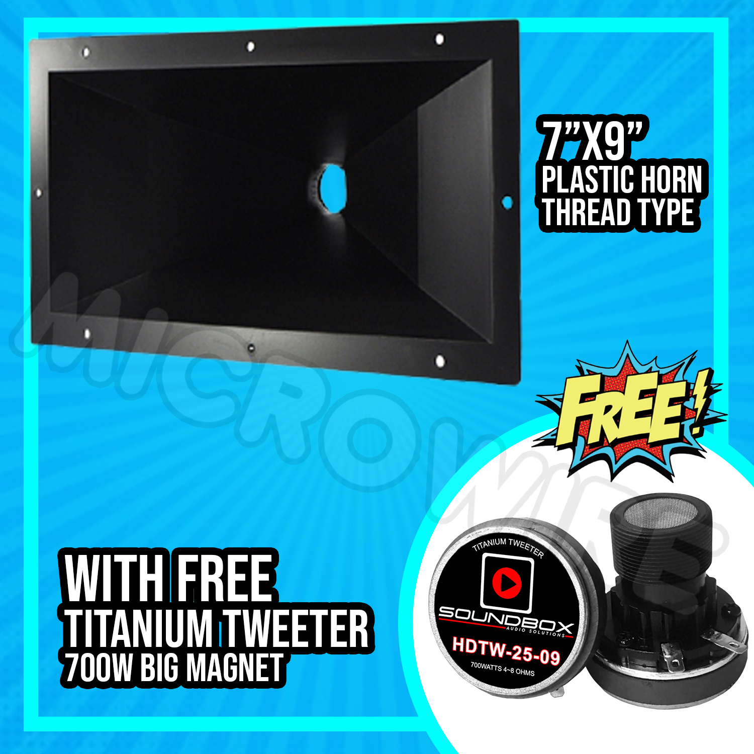 Horn Plastic 7" X 9" Thread Type With FREE Universal Titanium Tweeter ...