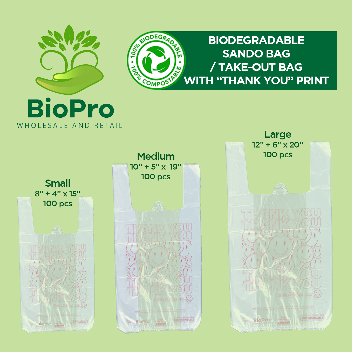 Biodegradable Plastic Bag Sando Bag Take Out Bag Clear Transparent ...