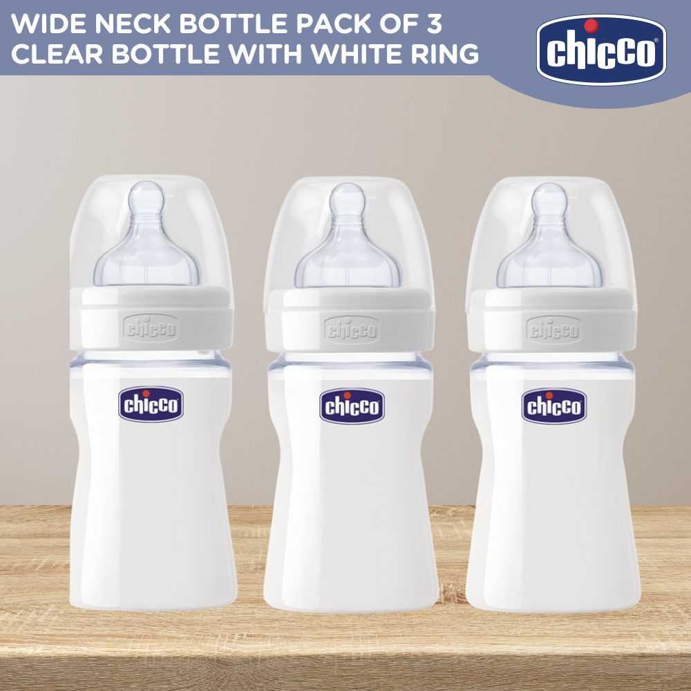 Chicco Well-Being Feeding Bottle for Baby Bottle Set Pack of 3 Wide ...