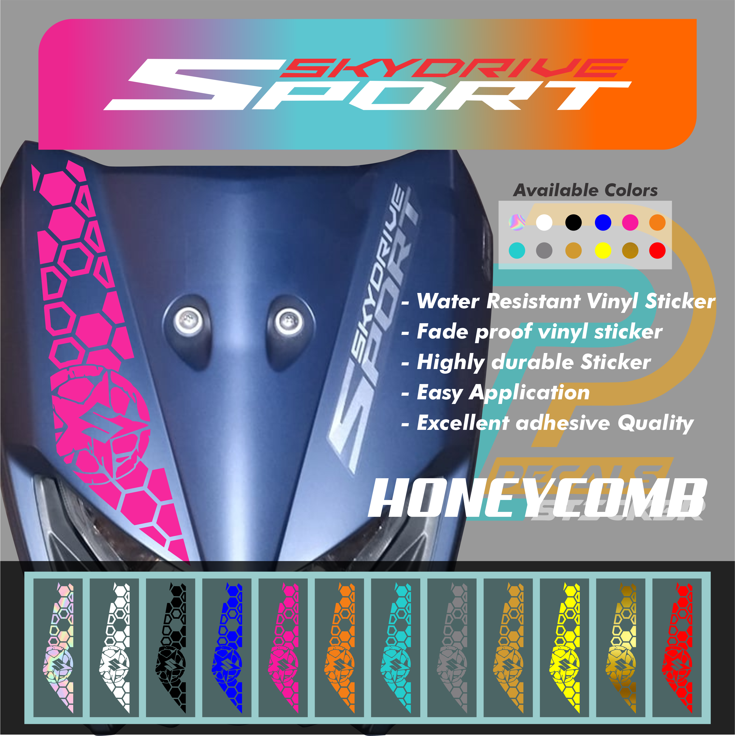 Suzuki Skydrive Honeycomb Front Decals Sticker | Lazada PH