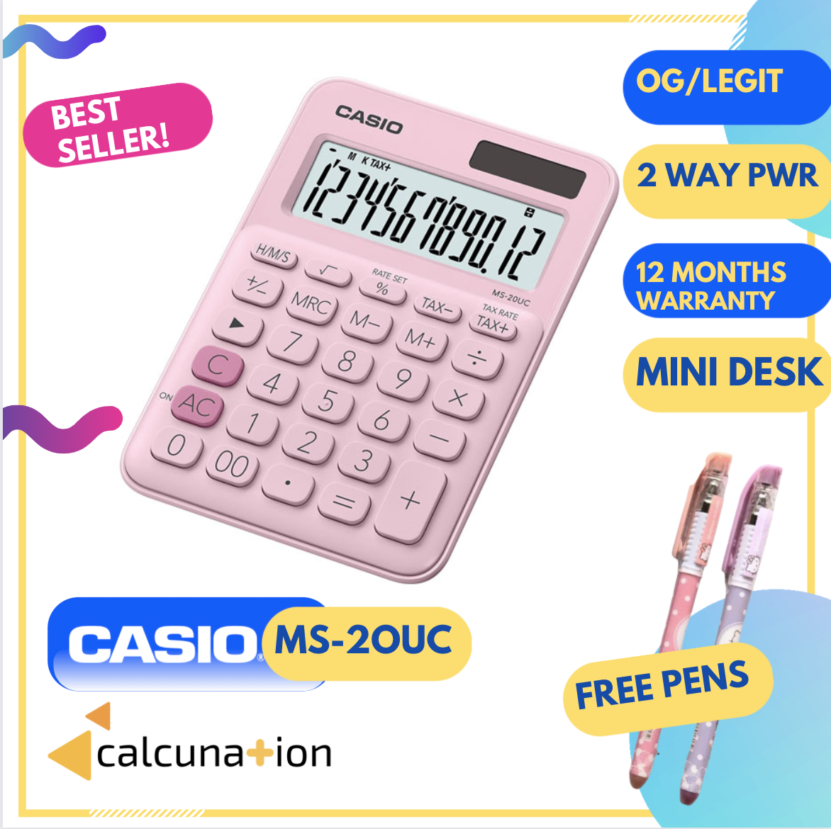 Calculator - CASIO MS20UC PINK COLORWAY FREE HELLO KITTY PENS | Lazada PH