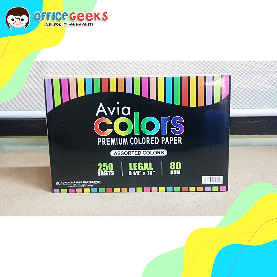 Avia Colors Premium Colored Paper Neon Assorted 80GSM Long 250 sheets ...