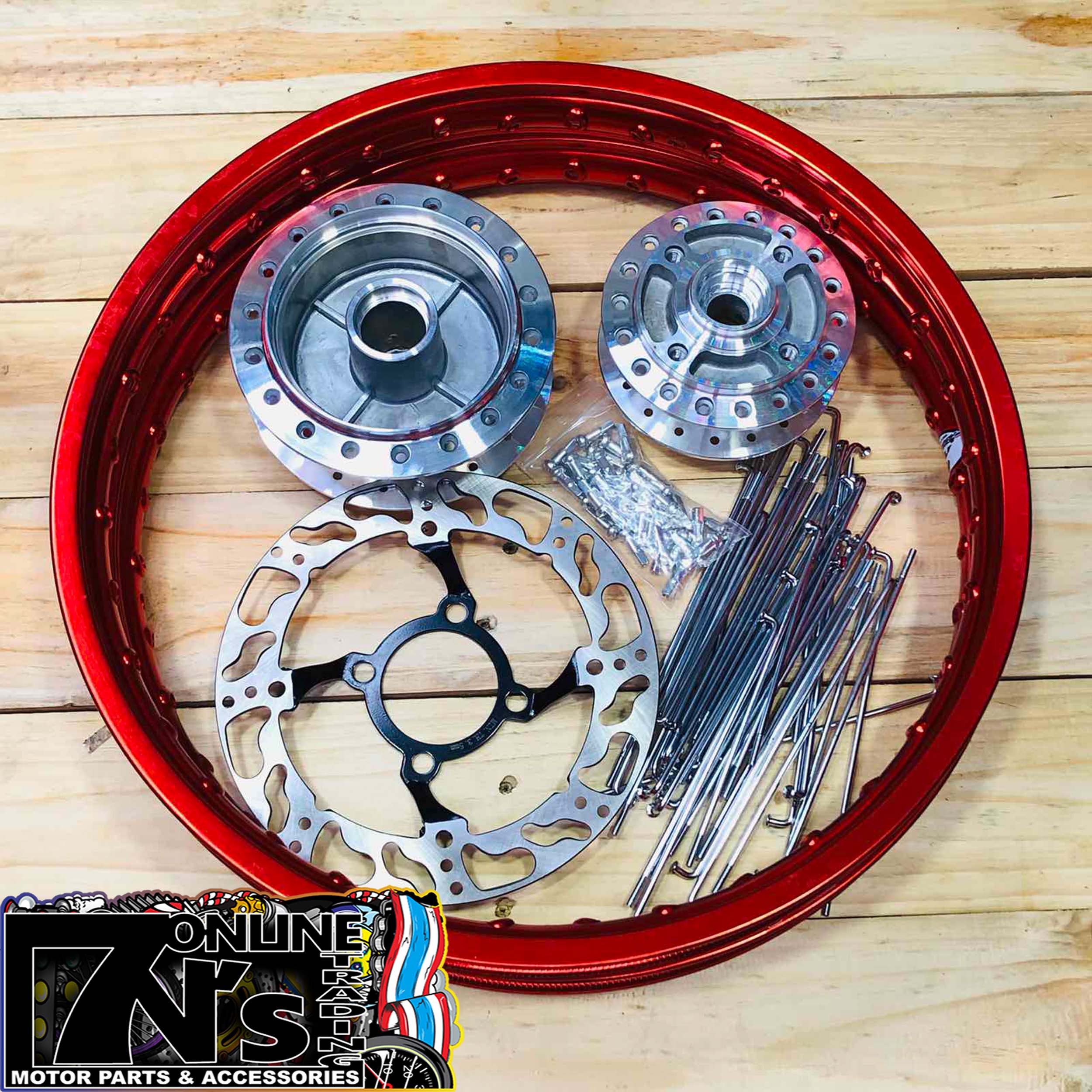 RIMSET (SILVER Rios + Rim + Hub + Disc) 17x1.4 Front&Rear Thai look ...