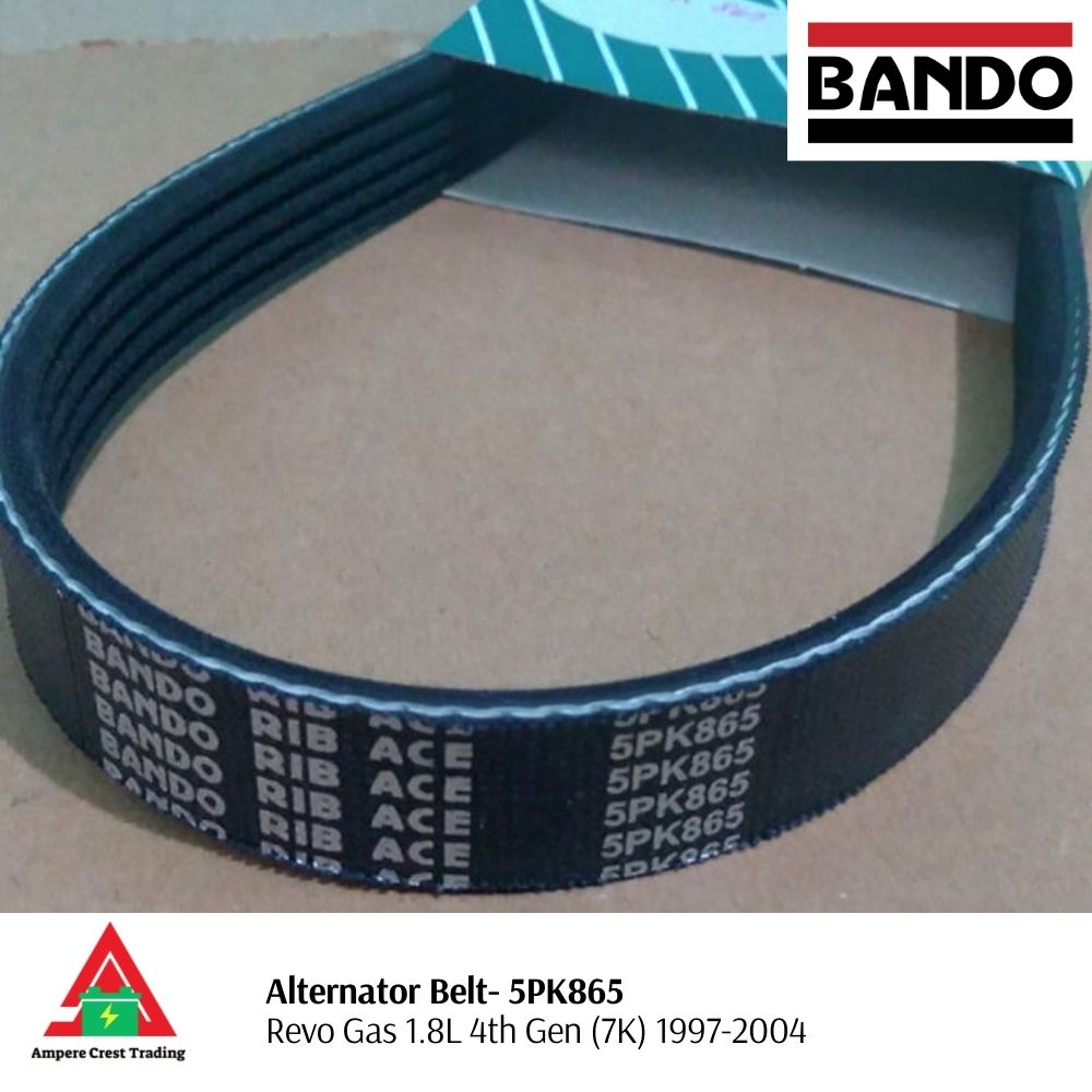 Bando Alternator Belt 5PK865 for Revo Gas 1.8L 4th Gen (7K) 1997-2004 ...
