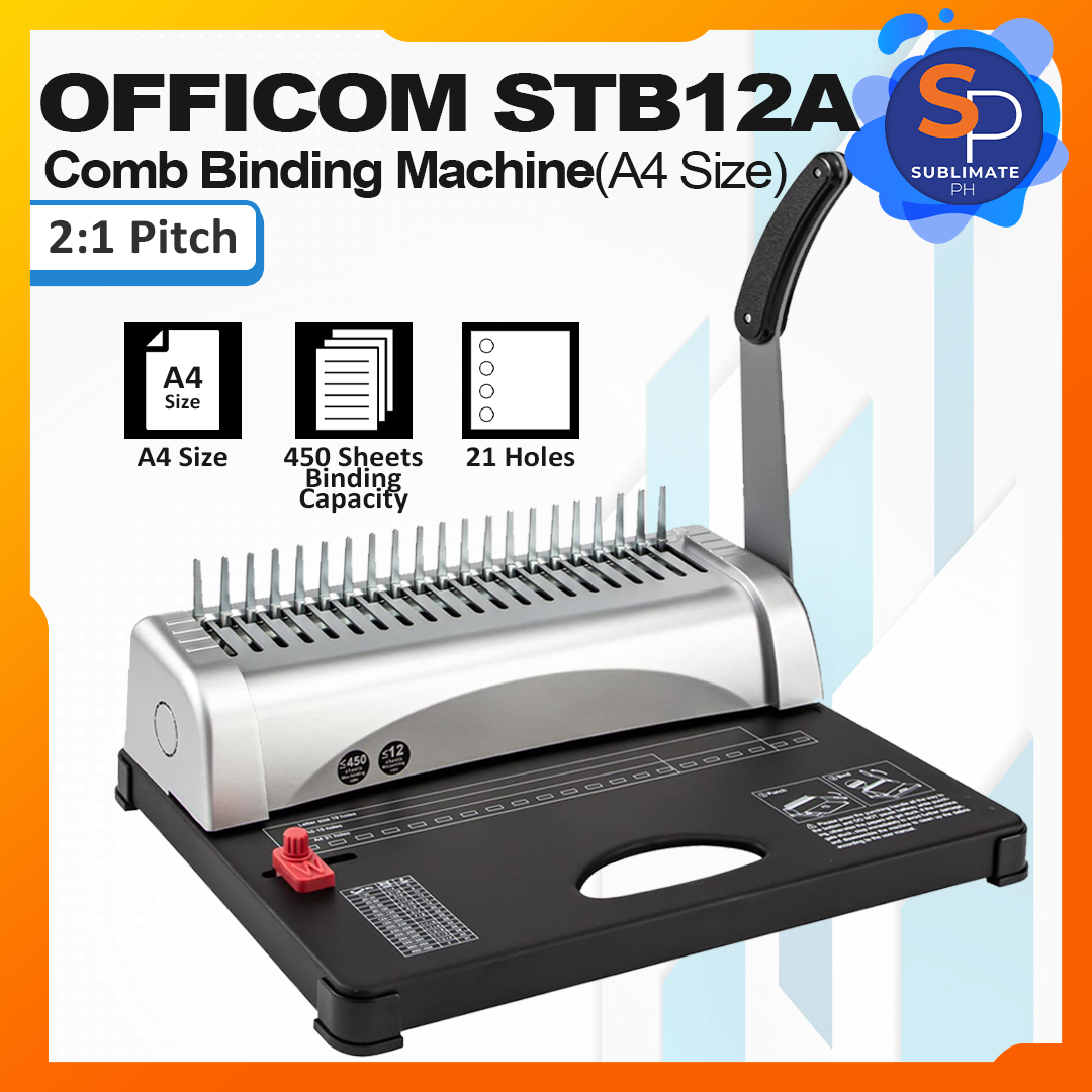 Officom STB12A 21 Holes A4 Size Heavy Duty Plastic Comb Binding Machine ...