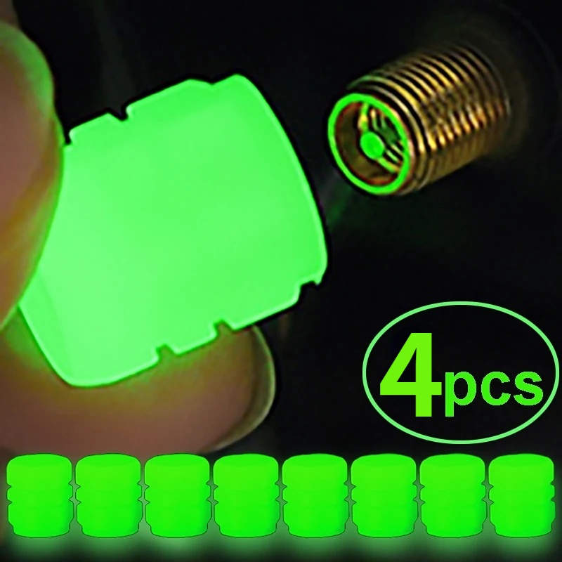 4PCS Luminous Valve Caps Fluorescent Night Glowing Car Motorcycle ...