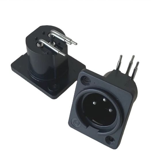 PER PIECE Black XLR 3pin Male / Female Jack Panel Chassis PCB Angle Pin ...