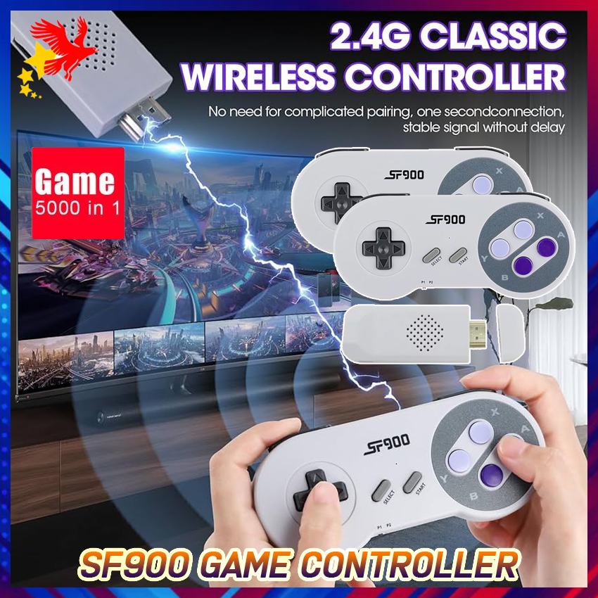 SF900 Retro Game Stick Video 2.4G Wireless Game Controller w/ 5000 ...