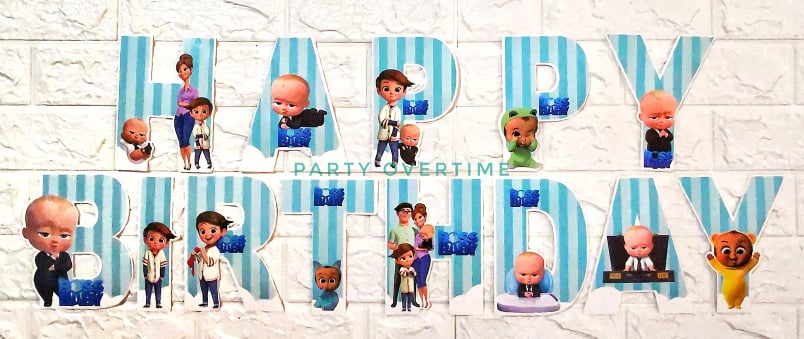 Boss Baby Happy Birthday Banner Bunting Banderitas Flag Party ...