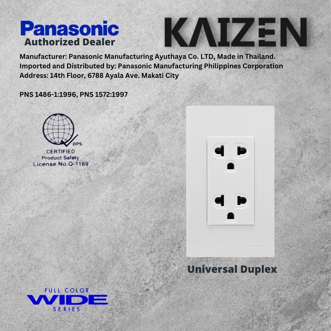 Panasonic Wide Series Duplex Outlets & Aircon Tandem Outlet w/ Ground ...