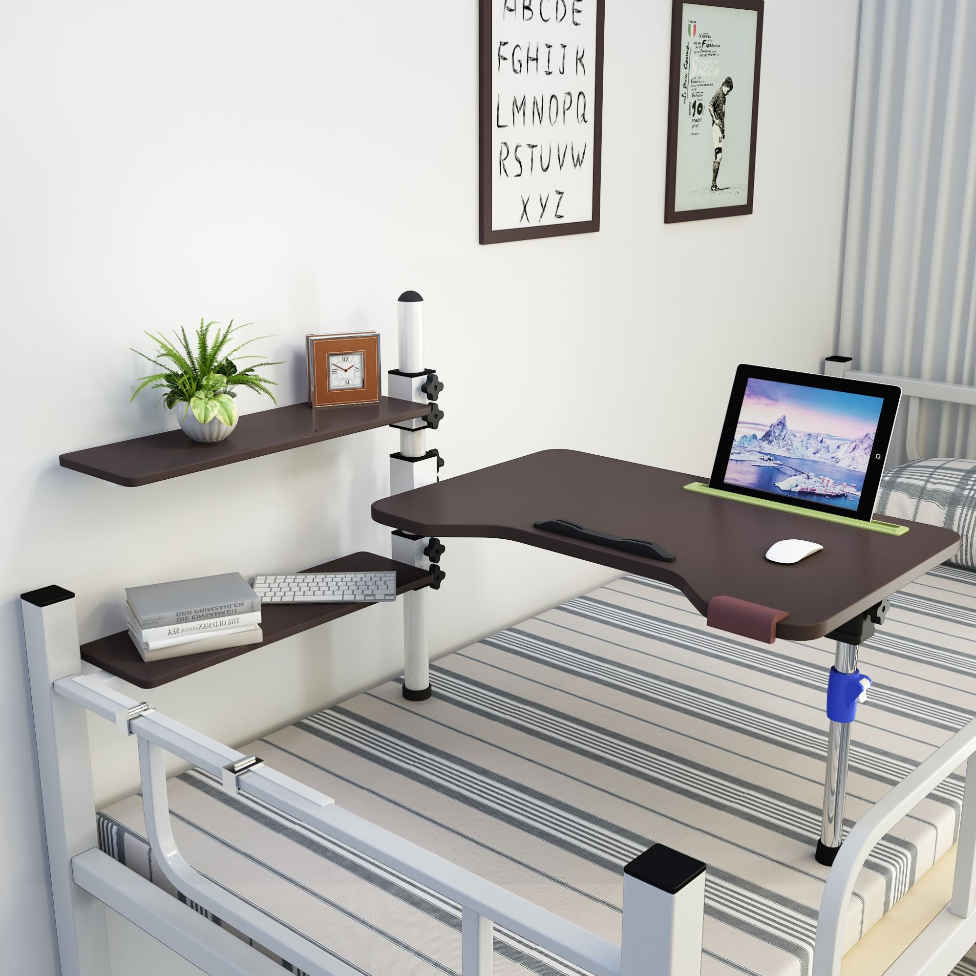 Bed desk rotating computer desk upper bunk folding dormitory writing ...