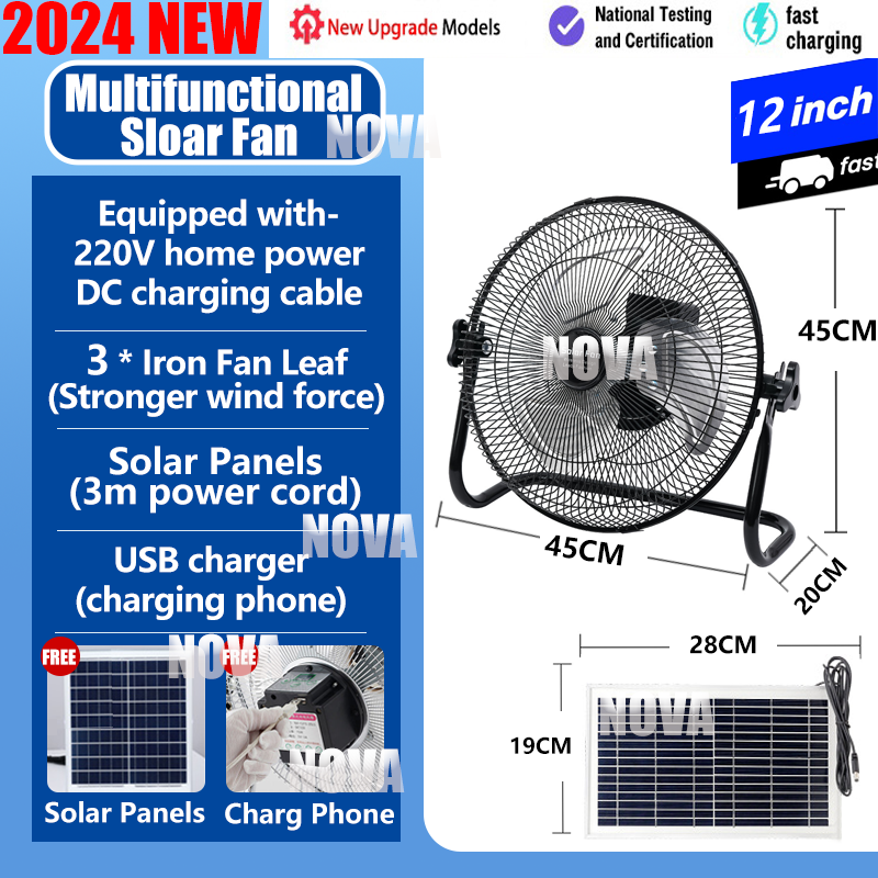 [Free shipping]black solar electric fan with charger stand fan or desk ...